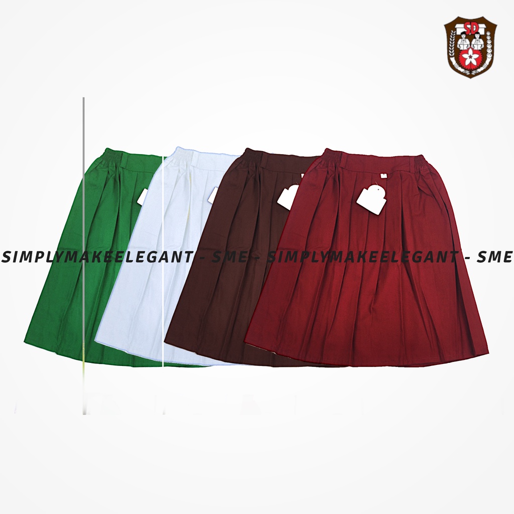 Jual ROK PENDEK Sekolah SD Rok Rempel Perempuan Seragam Sekolah SD MI Warna MERAH PUTIH COKLAT ...