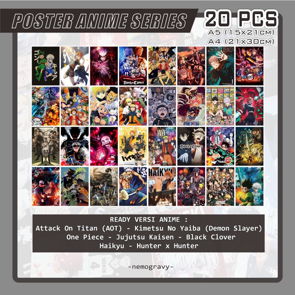 Jual POSTER ANIME PAKET POSTER DINDING TEMA ANIME - 20 PCS A5/A4 ...
