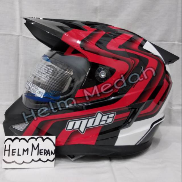 Jual Helm MDS Super Pro Supermoto Original #1 Black Red | Shopee Indonesia