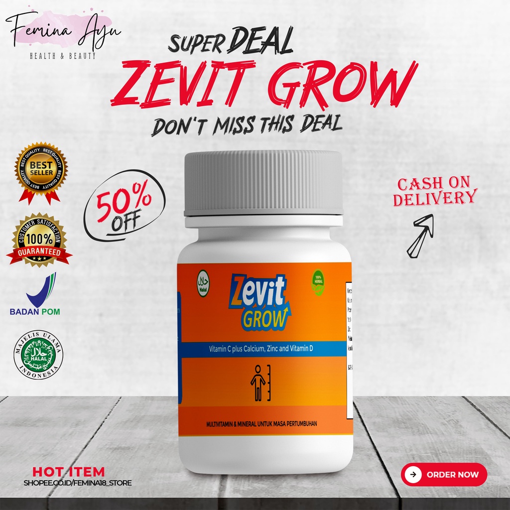 Jual (TERLARIS) ZEVIT GROW - PENINGGI BADAN / SUPLEMEN PENINGGI BADAN ...