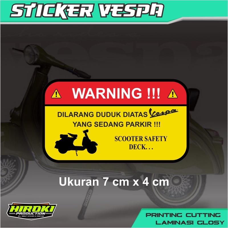 Jual Sticker warning vespa | dilarang duduk di vespa | Sticker Vespa ...