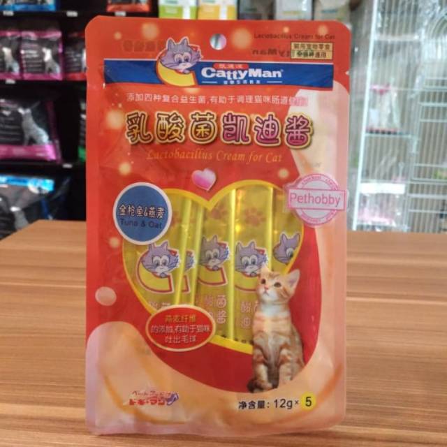 Jual Snack Kucing Cattyman Lactobacillus Cream For Cat 60gr (12grx5pcs ...