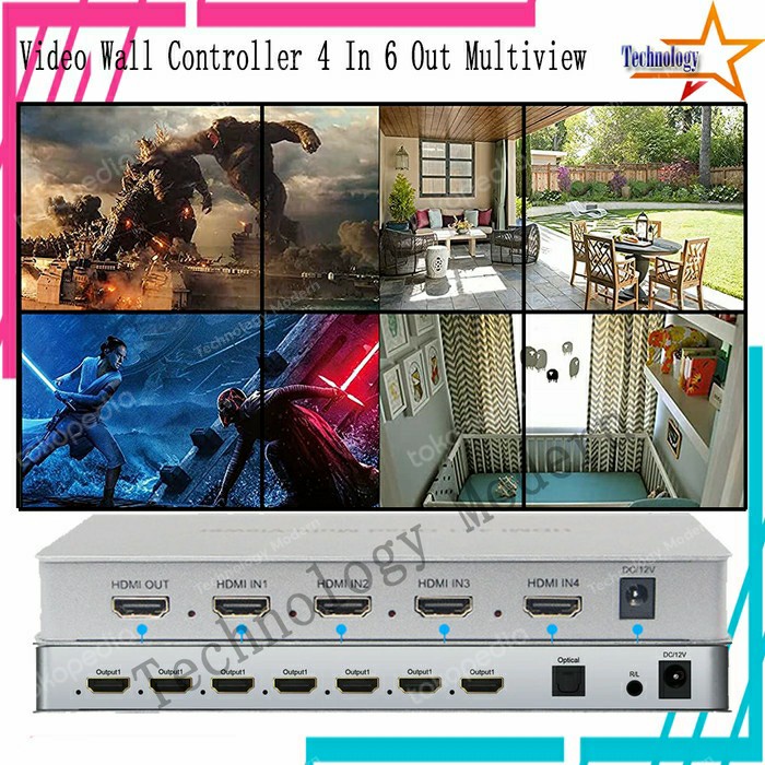 Jual Video Wall Controller 3x2 2x3 Multiview 4 In 6 Out Support Big ...