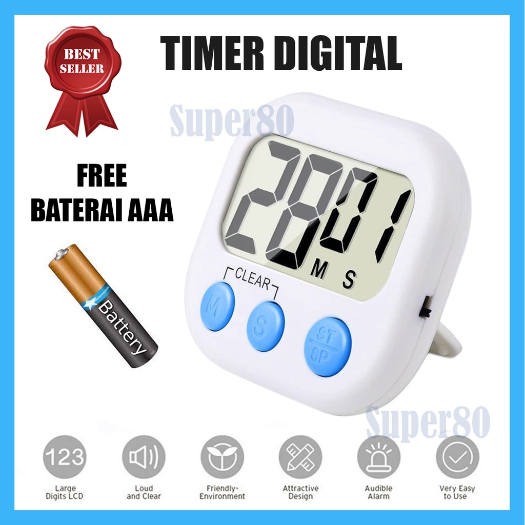 Jual Timer Dapur Digital Alarm Masak Kitchen Countdown Stopwatch Putih ...