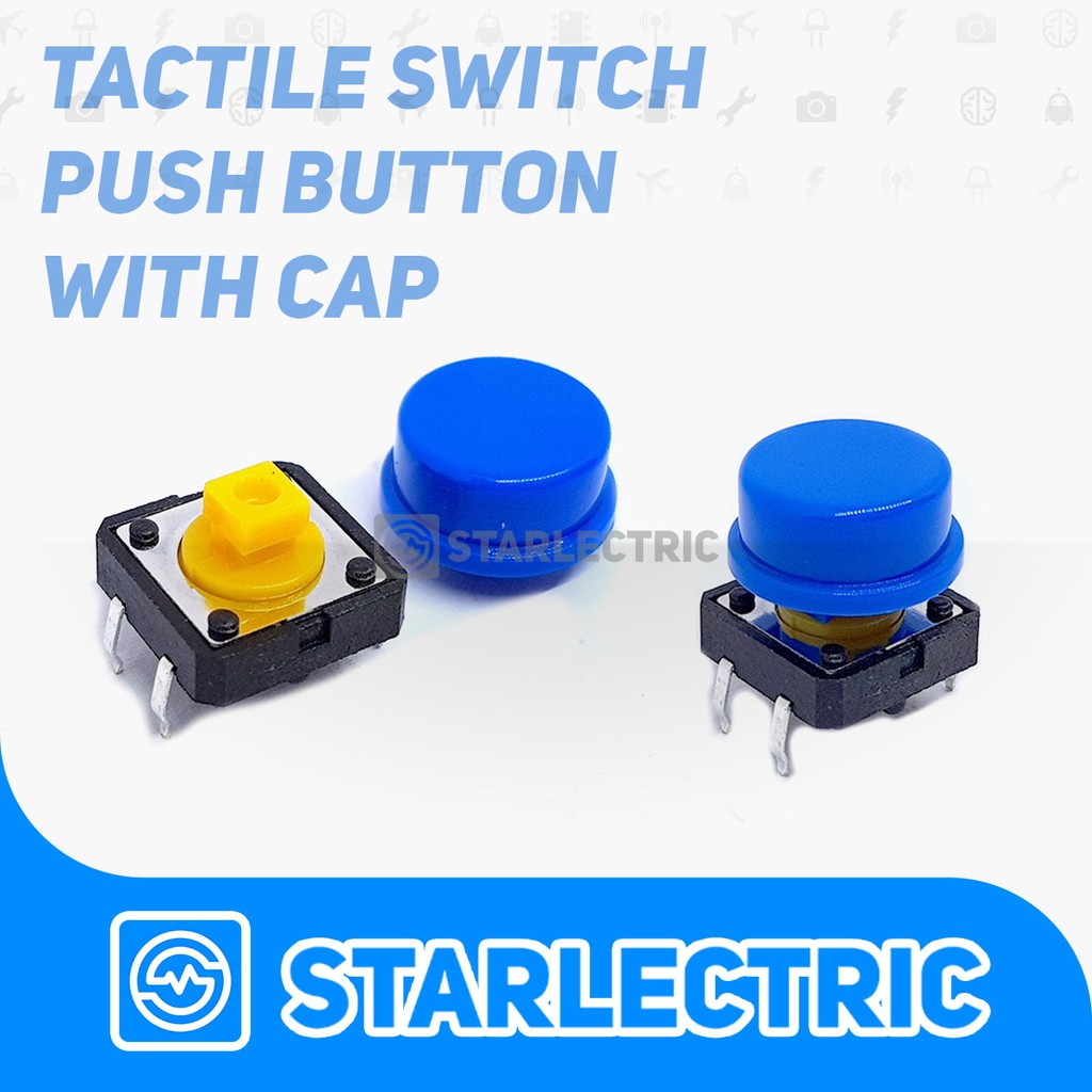 Jual Tactile Switch 12 x 12 mm Push Button 12x12x7.3 mm with Cap ...