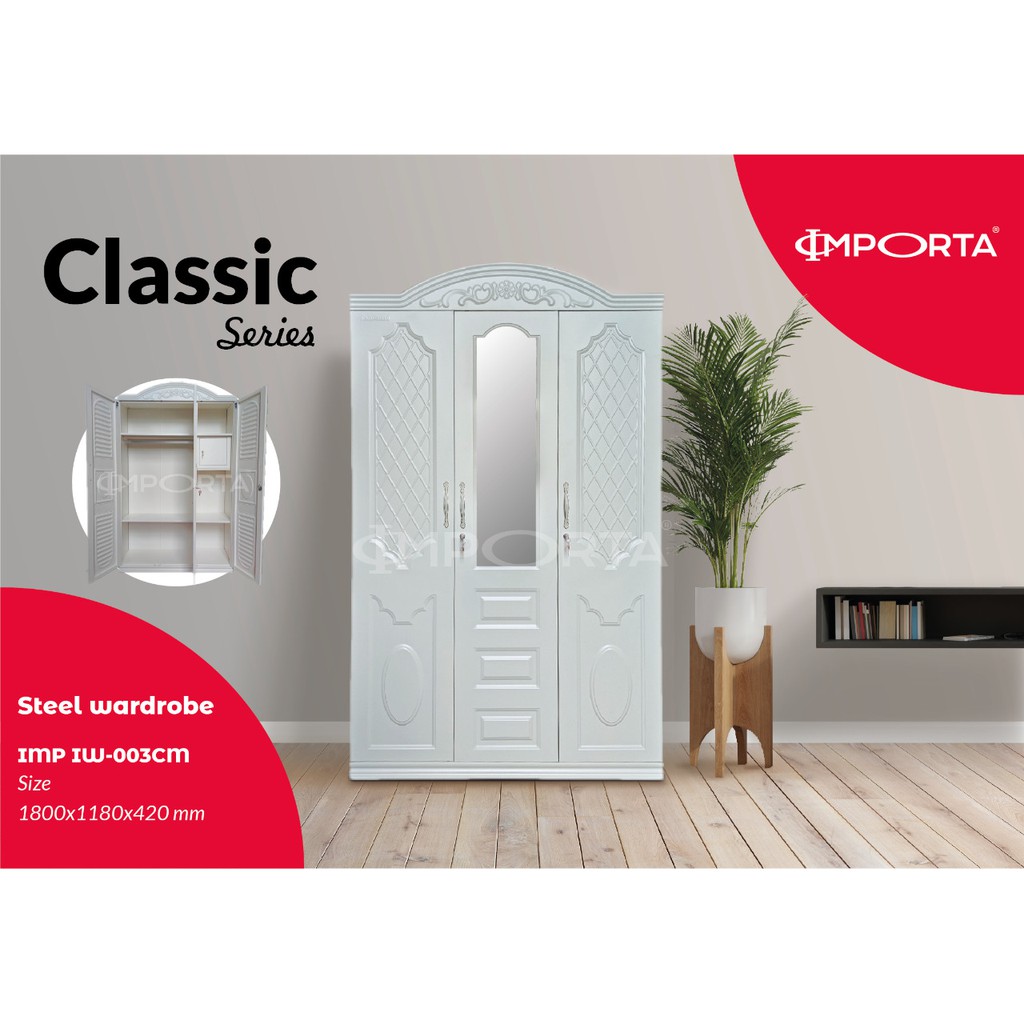 Jual OK LEMARI PAKAIAN BESI TYPE CLASSIC WHITE PROFIL CERMIN (2 Pintu ...
