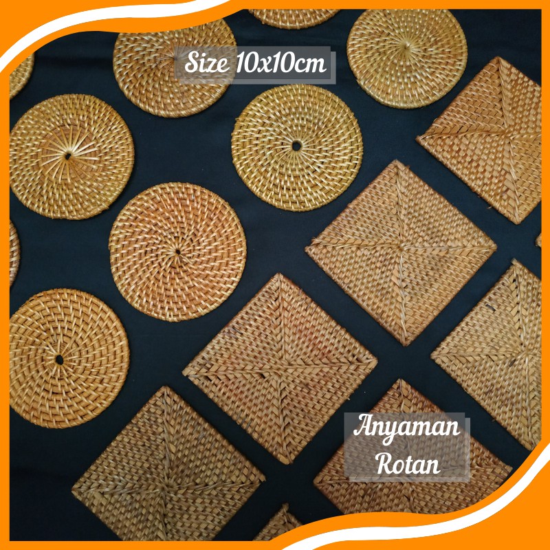 Jual Tatakan Gelas Anyaman Rotan Glass Coaster Rattan Alas Gelas ...
