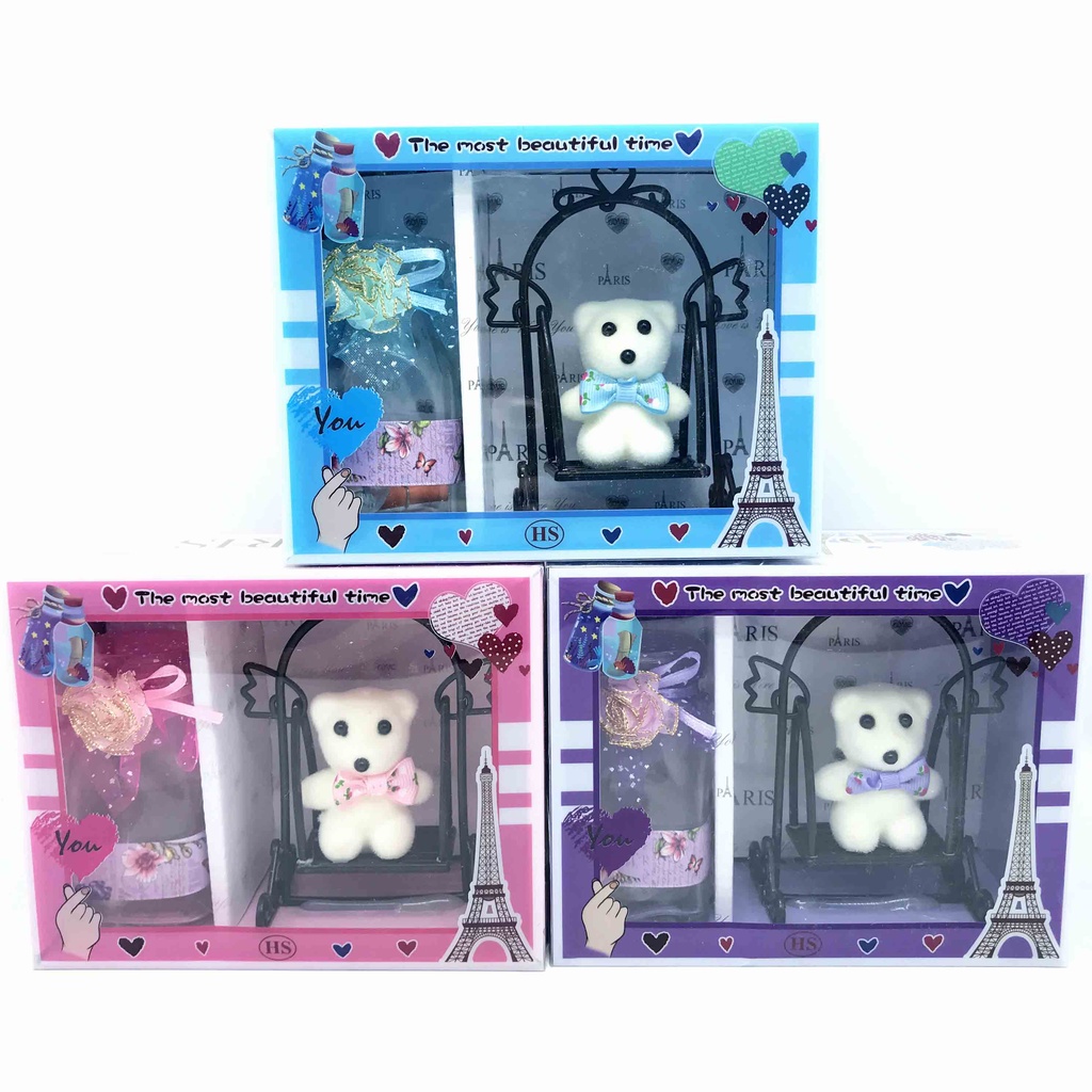 Jual Hiasan Gelas + Ayunan dan Boneka Beruang Putih dalam Box/ Hiasan ...