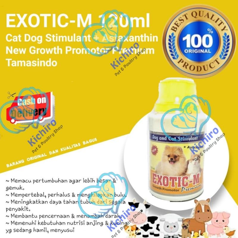Jual Exotic-M 120 ml Cat and Dog Stimulant + Astaxanthin New Growth Promotor Premium Tamasindo ...