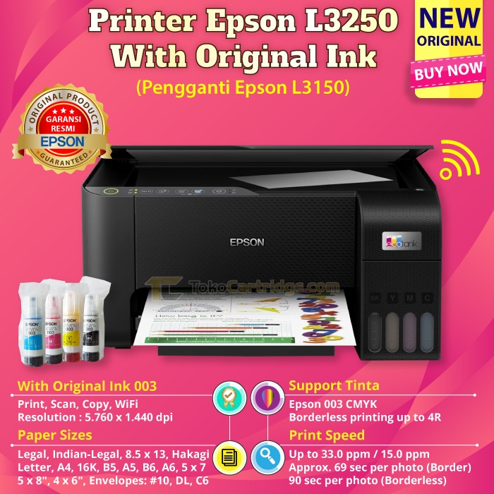 Jual Produk Bundling Printer Epson EcoTank L3250 WiFi All-In-One (Print - Scan - Copy) New ORI ...
