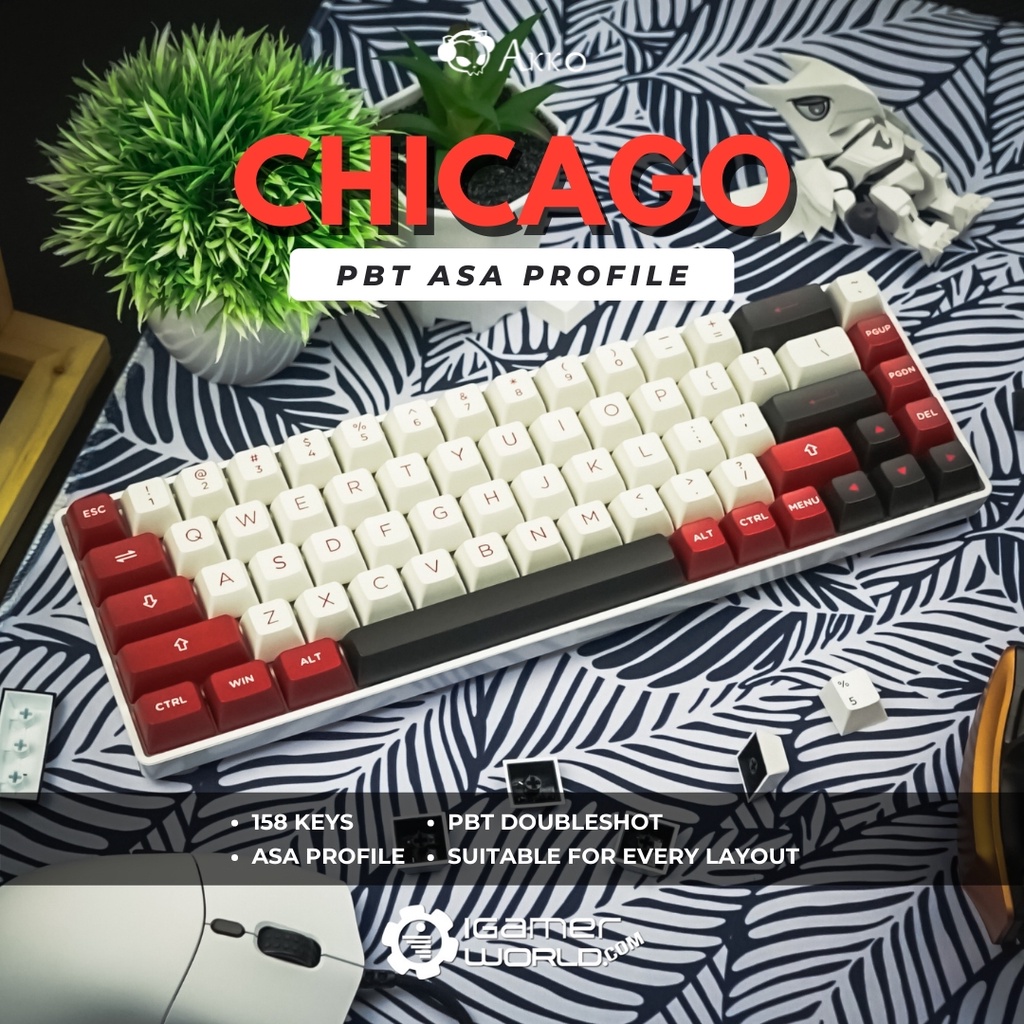 Jual Akko Chicago Theme ASA Profile 158 Keycaps Set PBT Doubleshot For ...