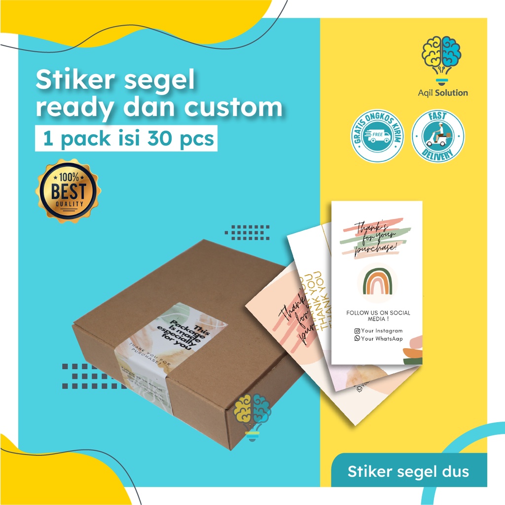 Jual [30pcs] Stiker Segel 7x15 cm Ready & Custom (template) Dus Box ...