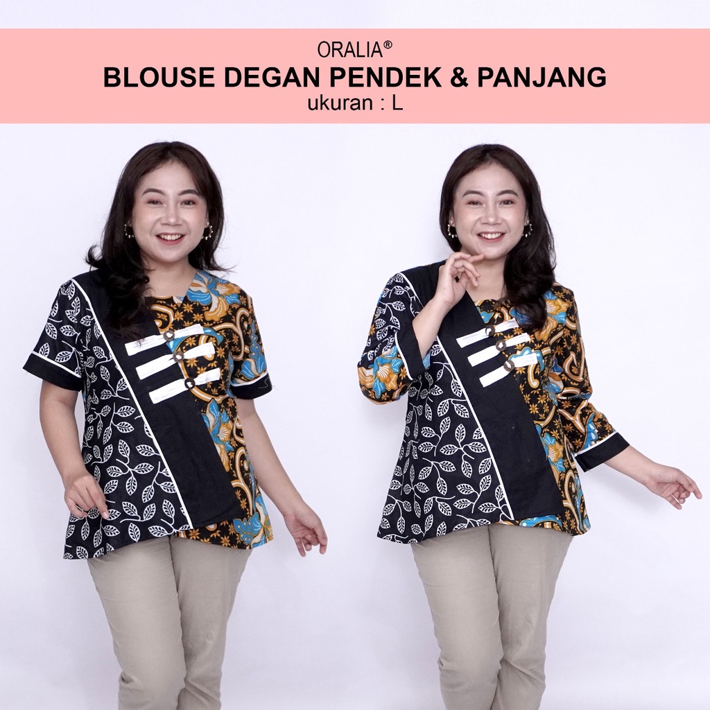Jual Atasan Batik Jumbo Wanita Kerja Blouse Big Size Batik Wanita S M L