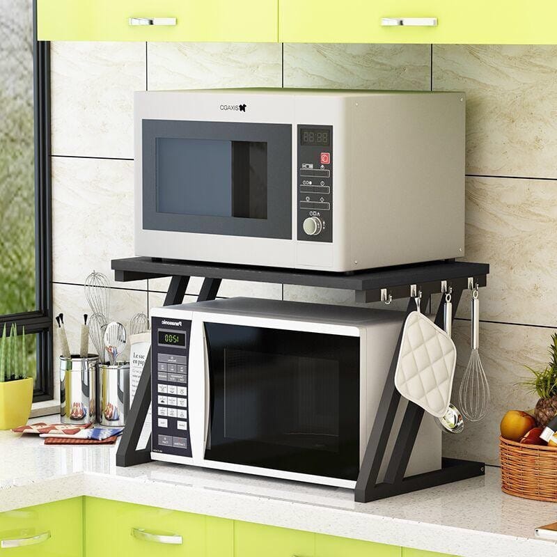 Jual Rak Microwave Simple Kaki Besi Papan Kayu | Meja Microwave ...