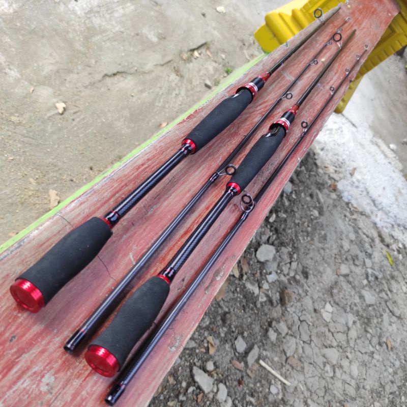 Jual joran spinning bahan serat carbon fiber warna merah 210 cm ...