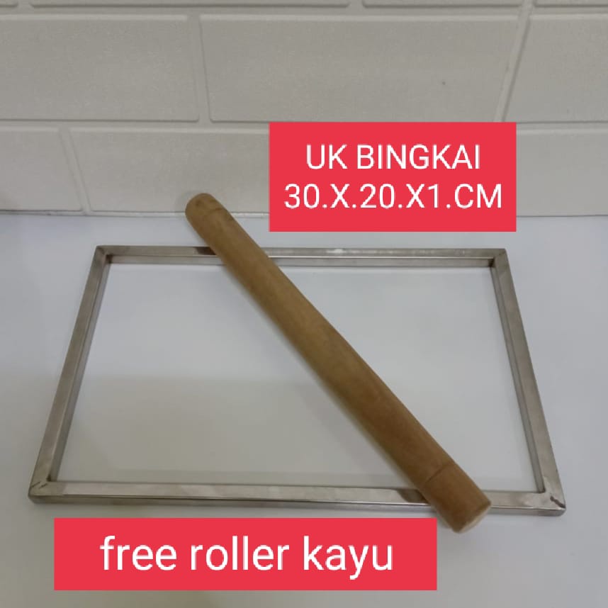 Jual Bingkai perata adonan kue + rolpin kayu perata adonan | Shopee ...