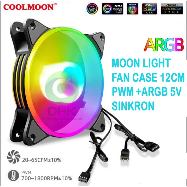 Jual Fan moon light 12cm Sinkron ARGB PWM coolmoon fan casing COOLMOON ...
