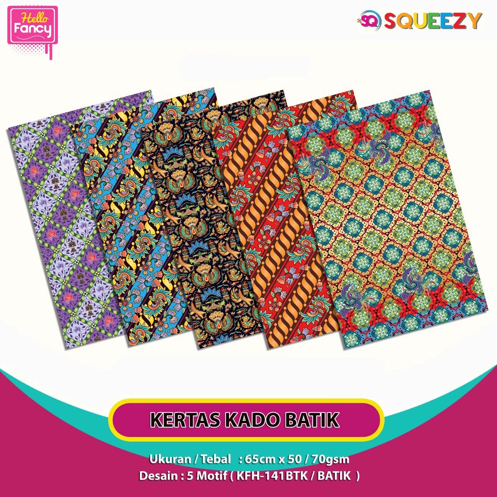 Jual Kertas Kado Squeezy Batik isi 50 Motif 3 / Bungkus Kado KFH-141BTK ...
