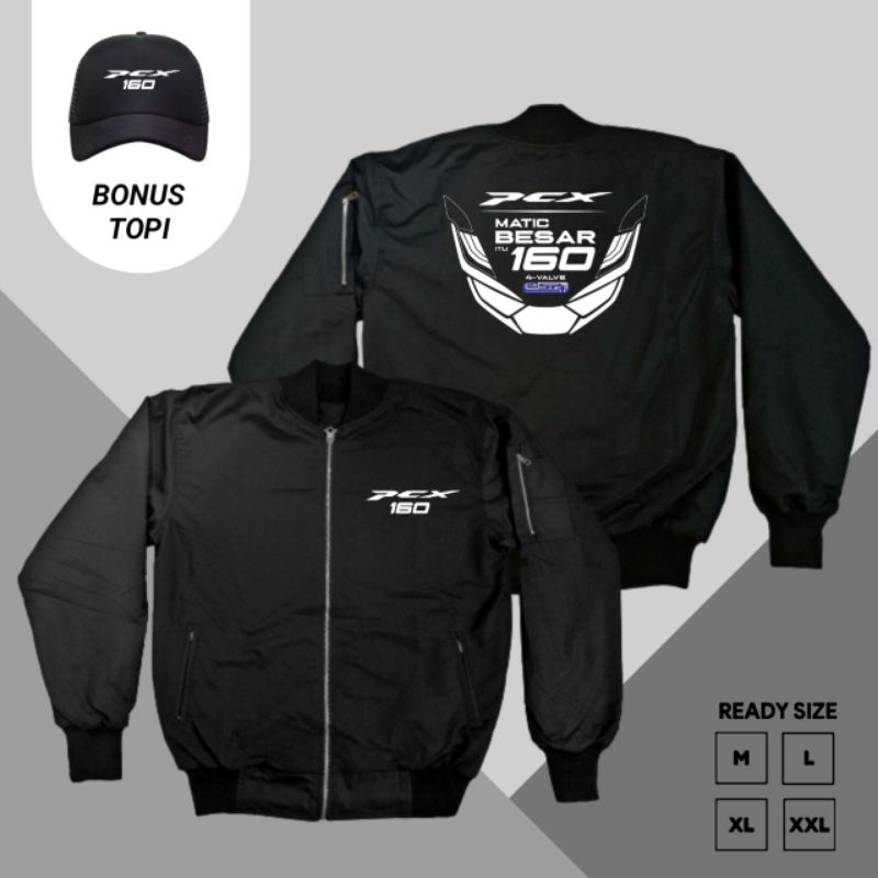 Jual Jaket Bomber Honda PCX - Jaket Motor Bomber Parasut Free Topi ...