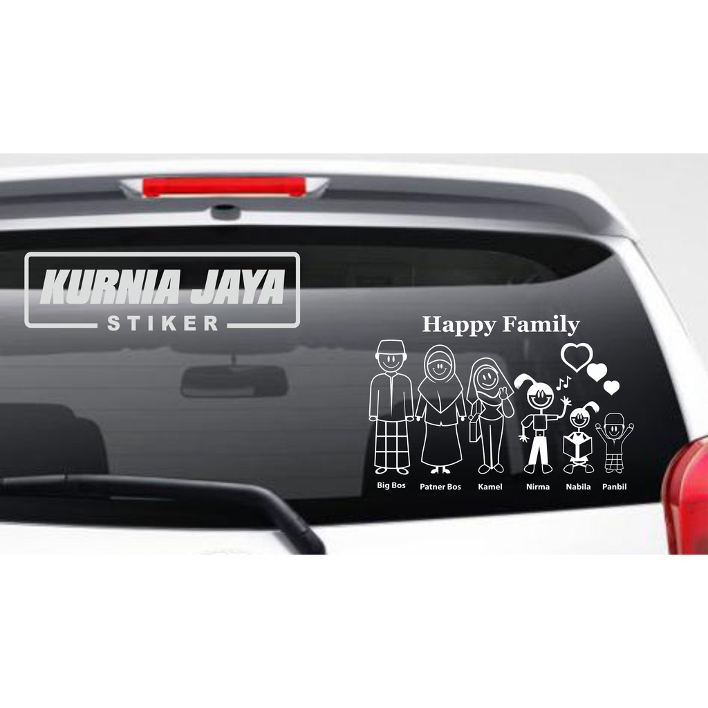 Jual STIKER MOBIL CUTTING STIKER KACA MOBIL BELAKANG HAPPY FAMILY ...