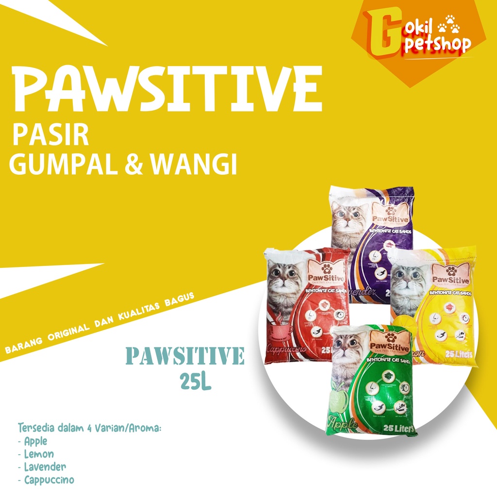 Jual Pasir Kucing PAWSITIVE 25 liter - Pasir Kucing Gumpal Wangi 20 kg ...