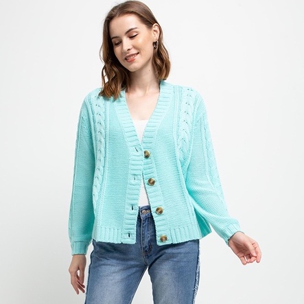 Jual PEPONI 1743 Cardigan Rajut Wanita Kancing Oversize V-Neck Premium ...