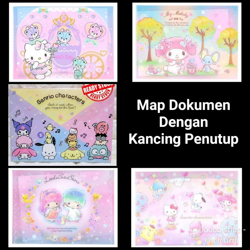 Jual Map Dokumen File A4 Dengan Kancing Penutup Sanrio Karakter Hello Kitty My Melody Little ...
