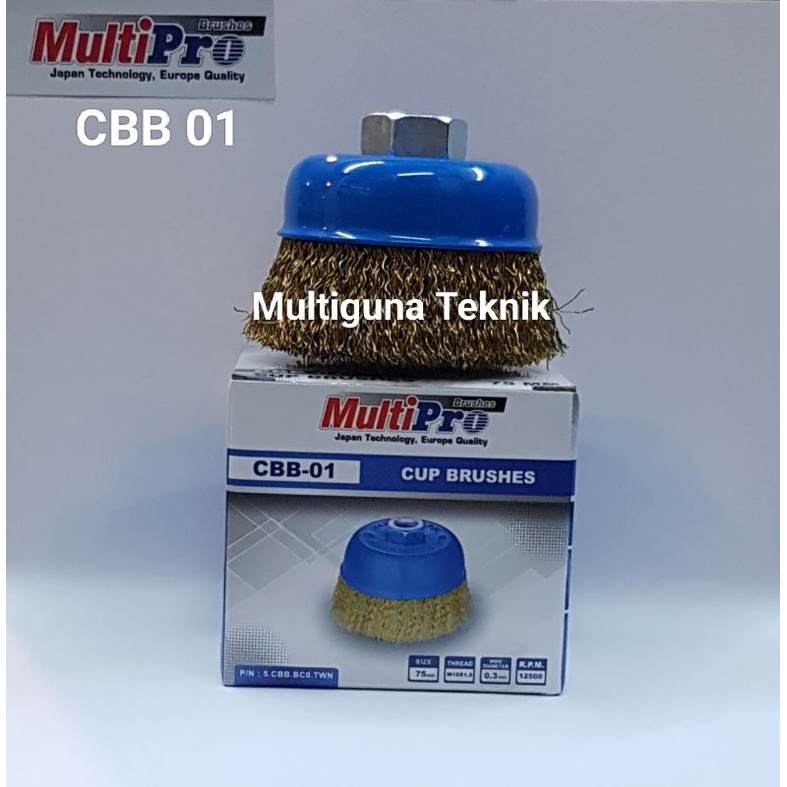 Jual Sikat mangkok (Cup Brushes) brass coated CBB 01/CCP 31 3" 75mm M10 x 1,5 Multipro | Shopee ...