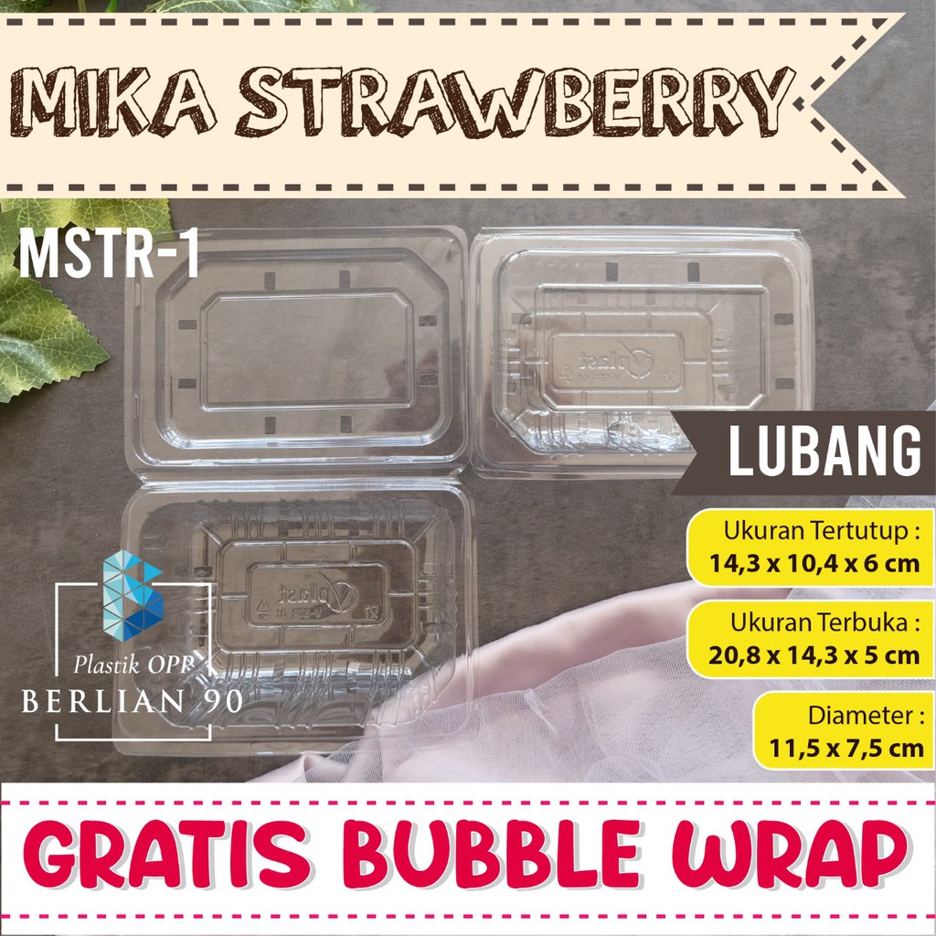 Jual Mika Buah MSTR-1 Berlubang 11,5 x 7,5 cm Mika Strawberry Bening ...