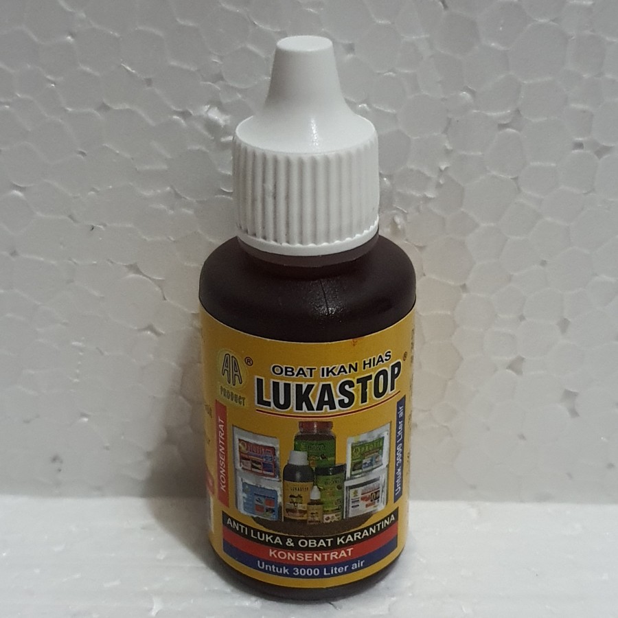 Jual Obat ikan luka jamur infeksi kulit merah Lukastop Luka stop 30ml ...