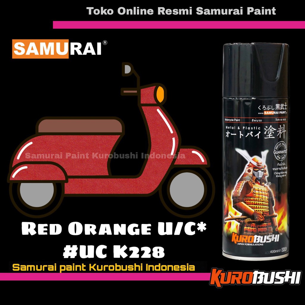 Jual Samurai Paint RED ORANGE UC K228 Warna 2 Coat System Kawasaki ...