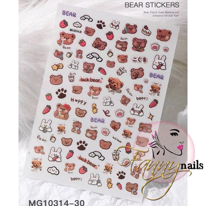 Jual STICKER KUKU BEAR STICKERS PREMIUM 3D 5D STIKER KUKU NAIL STICKER ...