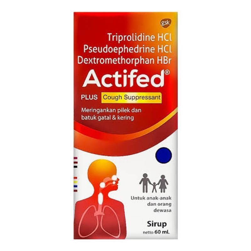 Jual ACTIFED OBAT BATUK KERING / PILEK Dan Gejala Flu SYRUP 60ml ...