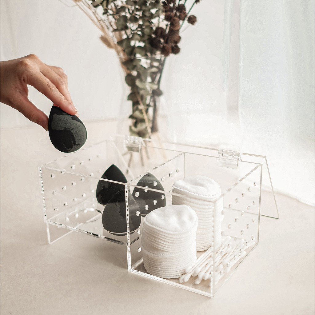Jual Clear Makeup Sponge Box - Acrylic Makeup Organizer / Kotak Box ...