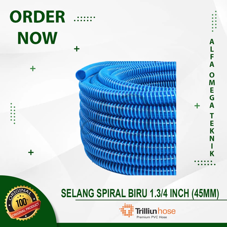Jual SELANG SPIRAL BIRU 1 3/4 INCH TRILLIUN PVC SELANG HISAP SPIRAL 1 3 ...