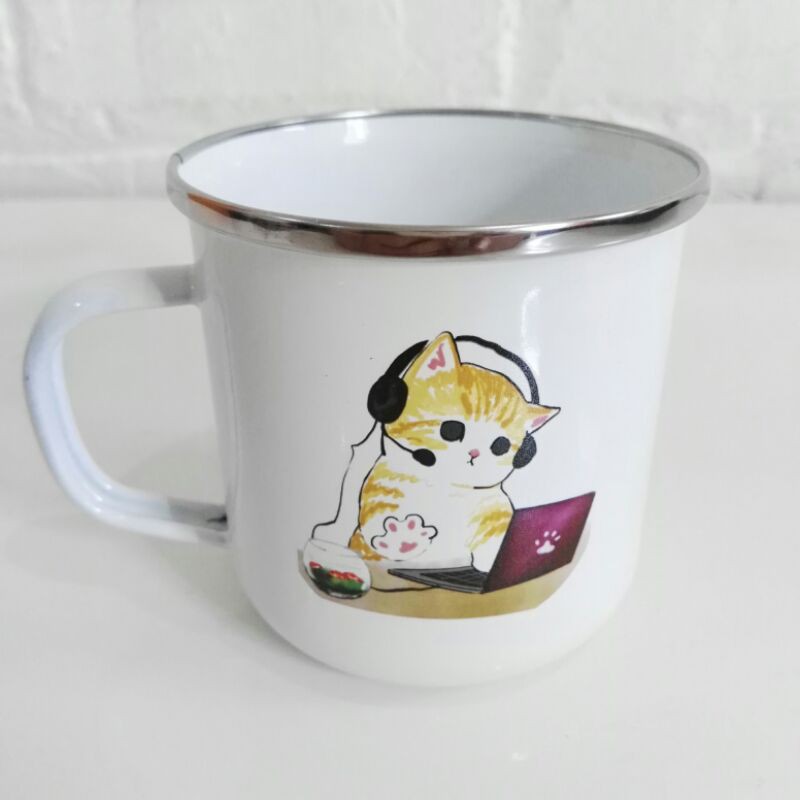 Jual Gelas Mug Enamel gambar kucing cat series lucu | Shopee Indonesia