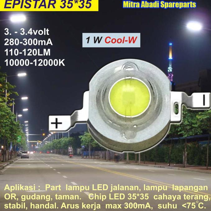 Jual HPL 1W/HIGH POWER LED 1 WATT 35*35 MIL EPISTAR COOL/COLD WHITE ...