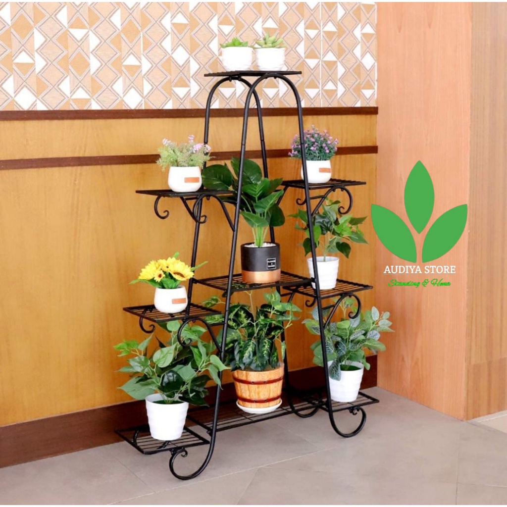 Jual PROMO STANDING RAK BUNGA BESI LETER A 9 SUSUN/STANDING POT BUNGA ...