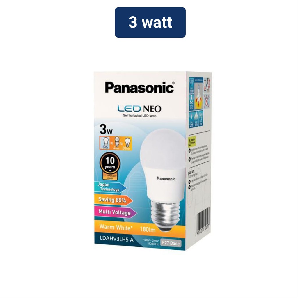 Jual Panasonic Neo 3Watt Lampu LED Bulb Warm White - Kuning | Shopee Indonesia