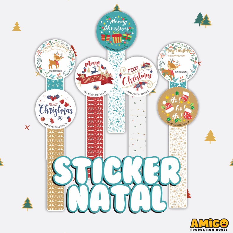 Jual Sticker Bulat Panjang Natal Christmas untuk toples cookies parcel ...