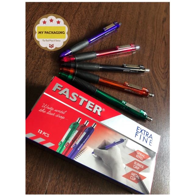 Jual Ball Point Retractable C6 Hitam / bolpen FASTER (12 Buah) | Shopee ...