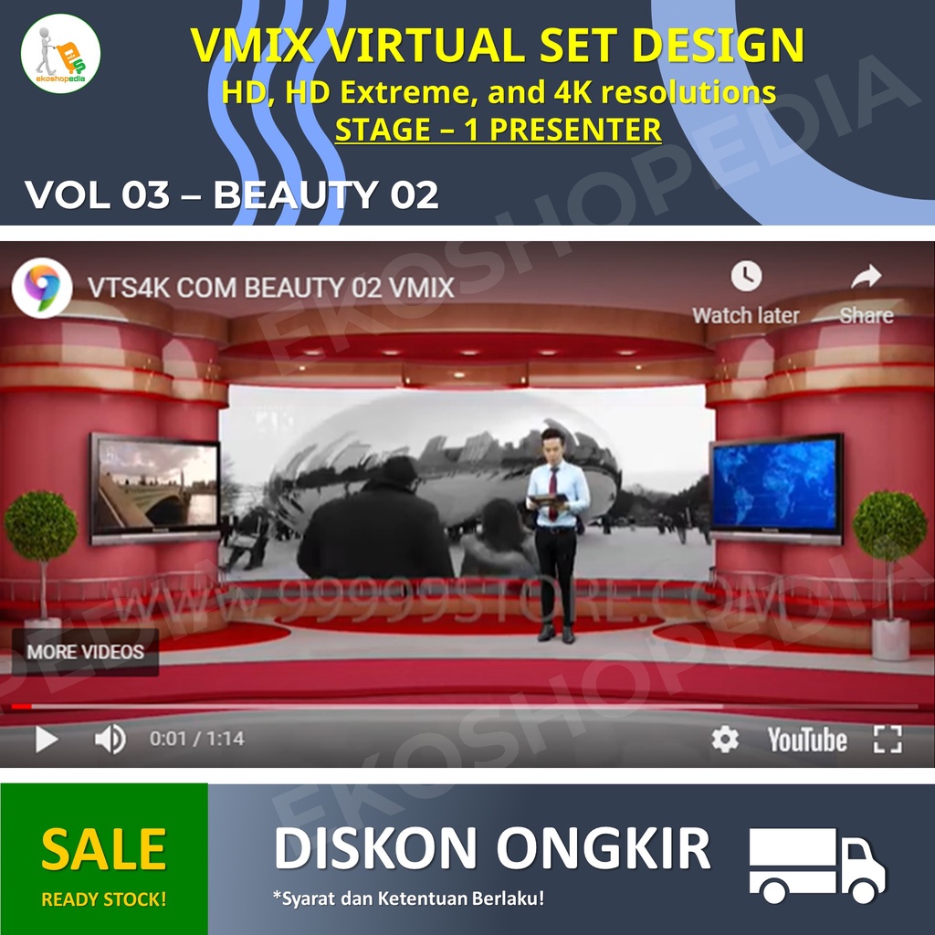 Jual VMIX VIRTUAL SET DESIGN 4K - STAGE 1 PRESENTER v1.1 | Shopee Indonesia