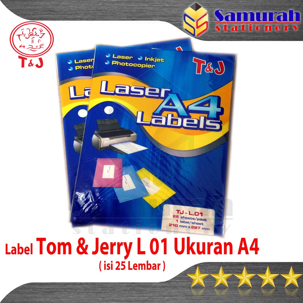 Jual Kertas Laser Label Stiker Tom & Jerry L 01 Ukuran A4 isi 25 Lembar / Sticker TJ L.01 Warna ...