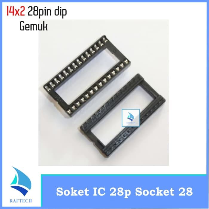 Jual Soket IC 28p Socket 28 pin ic Dudukan 14x2 28pin dip gemuk | Shopee Indonesia