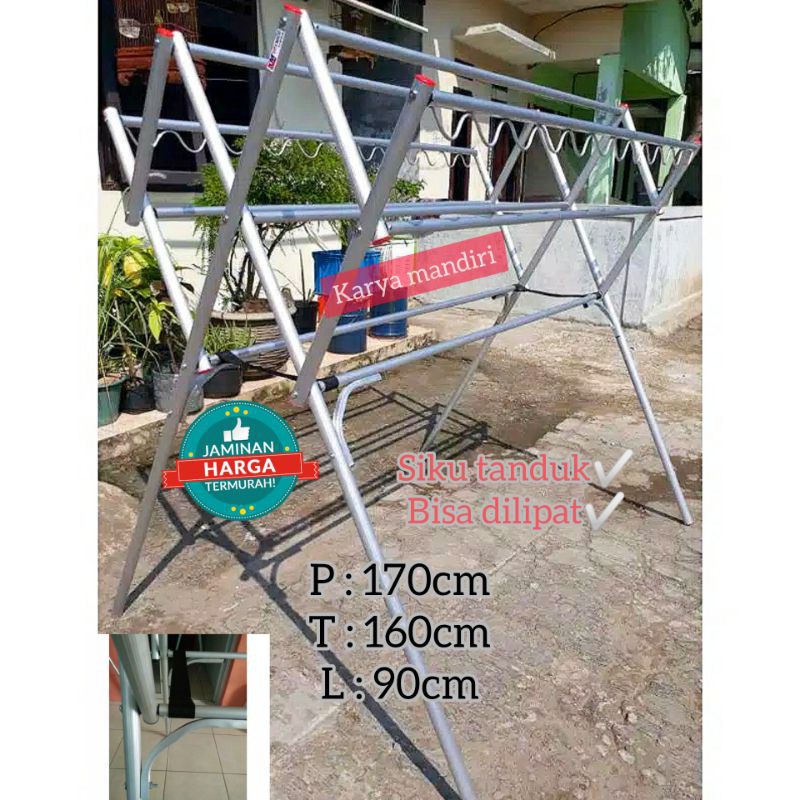 Jual JEMURAN BAJU/JEMURAN PAKAIAN TIANG BULAT 9PALANG+2HANGER ANTI ...