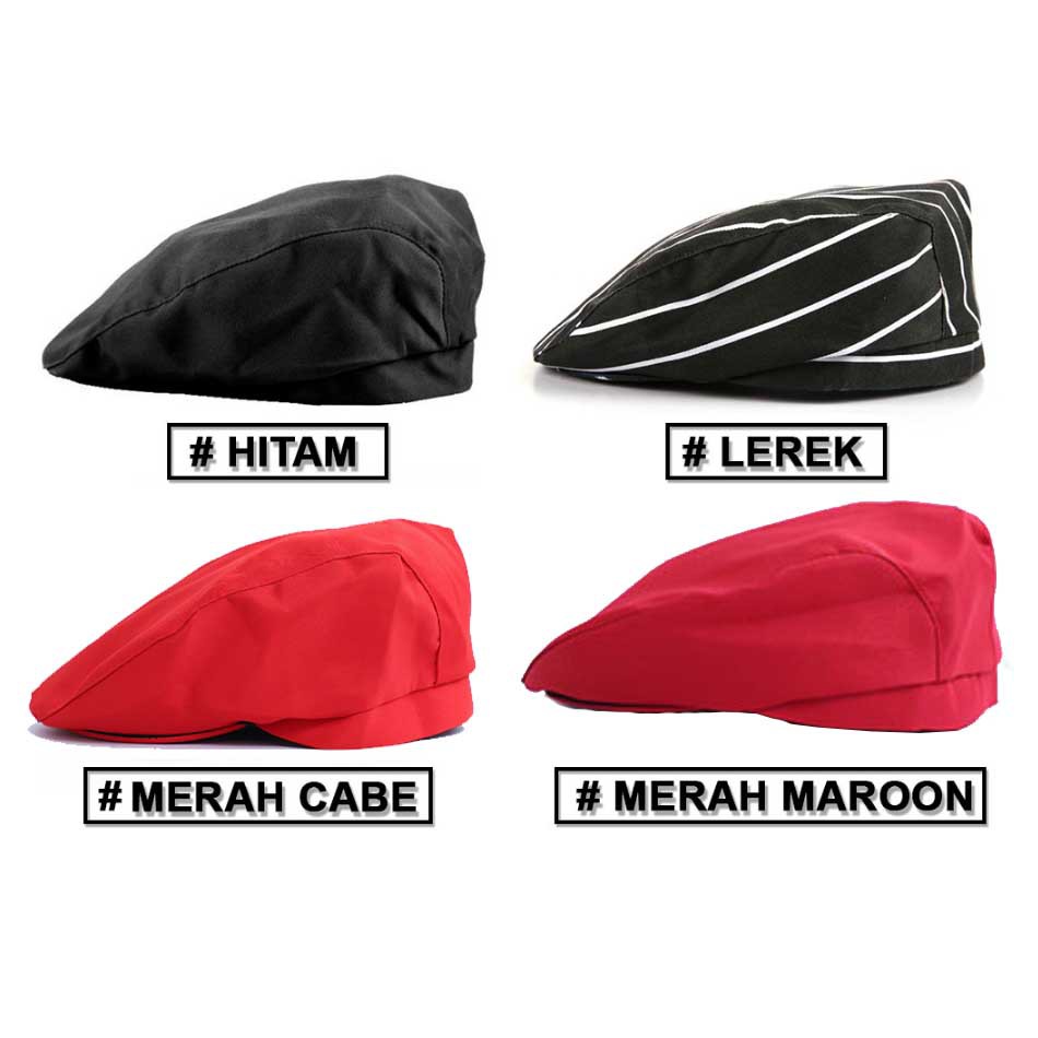 Jual Topi Waitress Koki Pelayan Cap Hat Hitam Polos Garis Coffee Shop ...