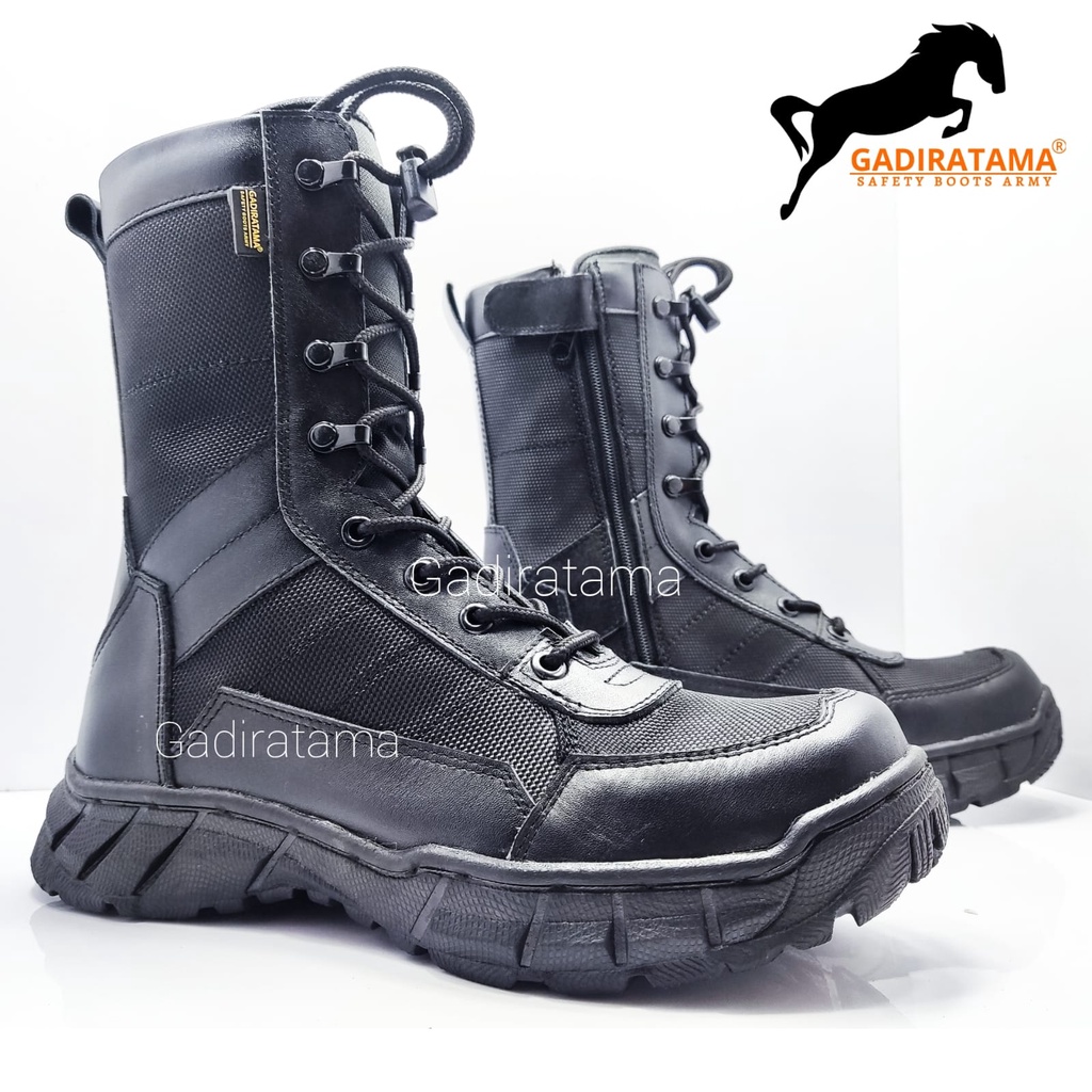 Jual sepatu PDL TNI POLRI safety ujung BESI KULIT SAPI KOMBINASI ...