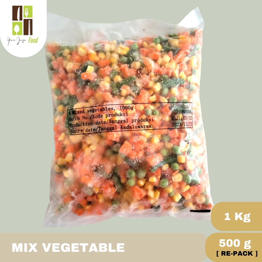 Jual Mix Vegetable 4 macam sayur 1Kg / 500G REPACK | Shopee Indonesia