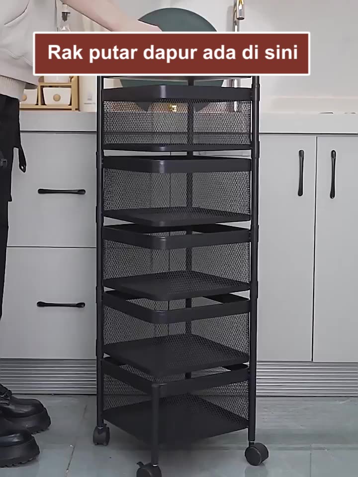Jual Rak Dapur Berputar Hitam Stainless Steel Rak Troli Susun Putar Rak ...