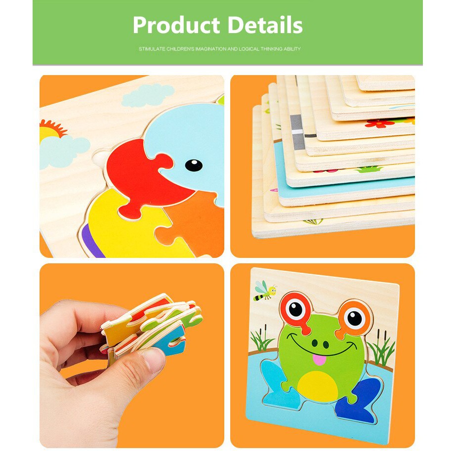 Jual Jigsaw Puzzle Kayu 3D Timbul Lucu mainan puzzle kayu bergambar ...